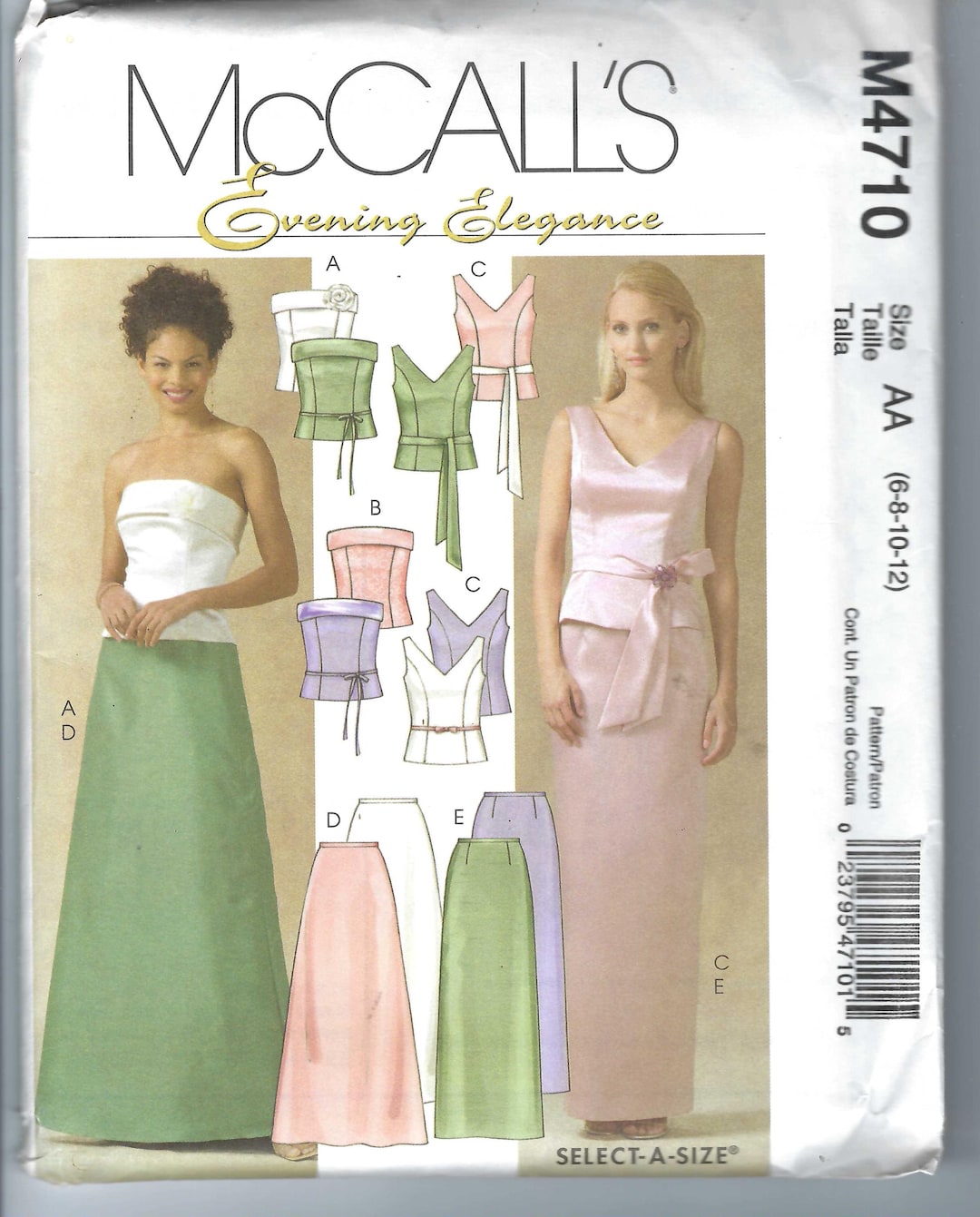Uncut Mccalls Sewing Pattern 4710 Evening Elegance Misses Lined ...