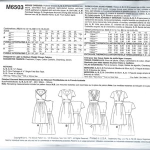 Uncut Mccalls Sew Sewing Pattern 6503 Misses Pullover Dress 4 Styles ...