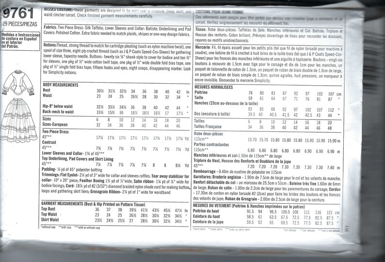 Uncut Simplicity Sewing Pattern Civil War Costume Pattern 9761 From the ...