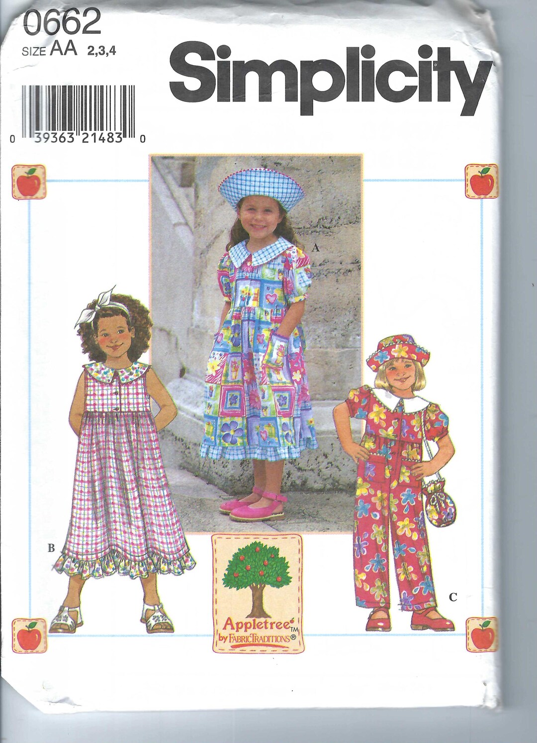 Uncut Vintage Simplicity Sewing Pattern Size 2-3-4 5-6X Girl's Easy Sleeveless Dress or Jumpsuit ...