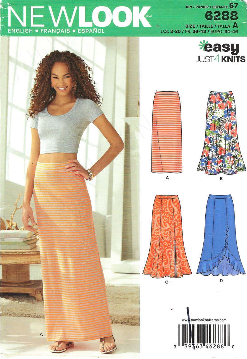 New Look Sewing Pattern Knits Pattern 550 6288 - Misses Easy Skirts ...