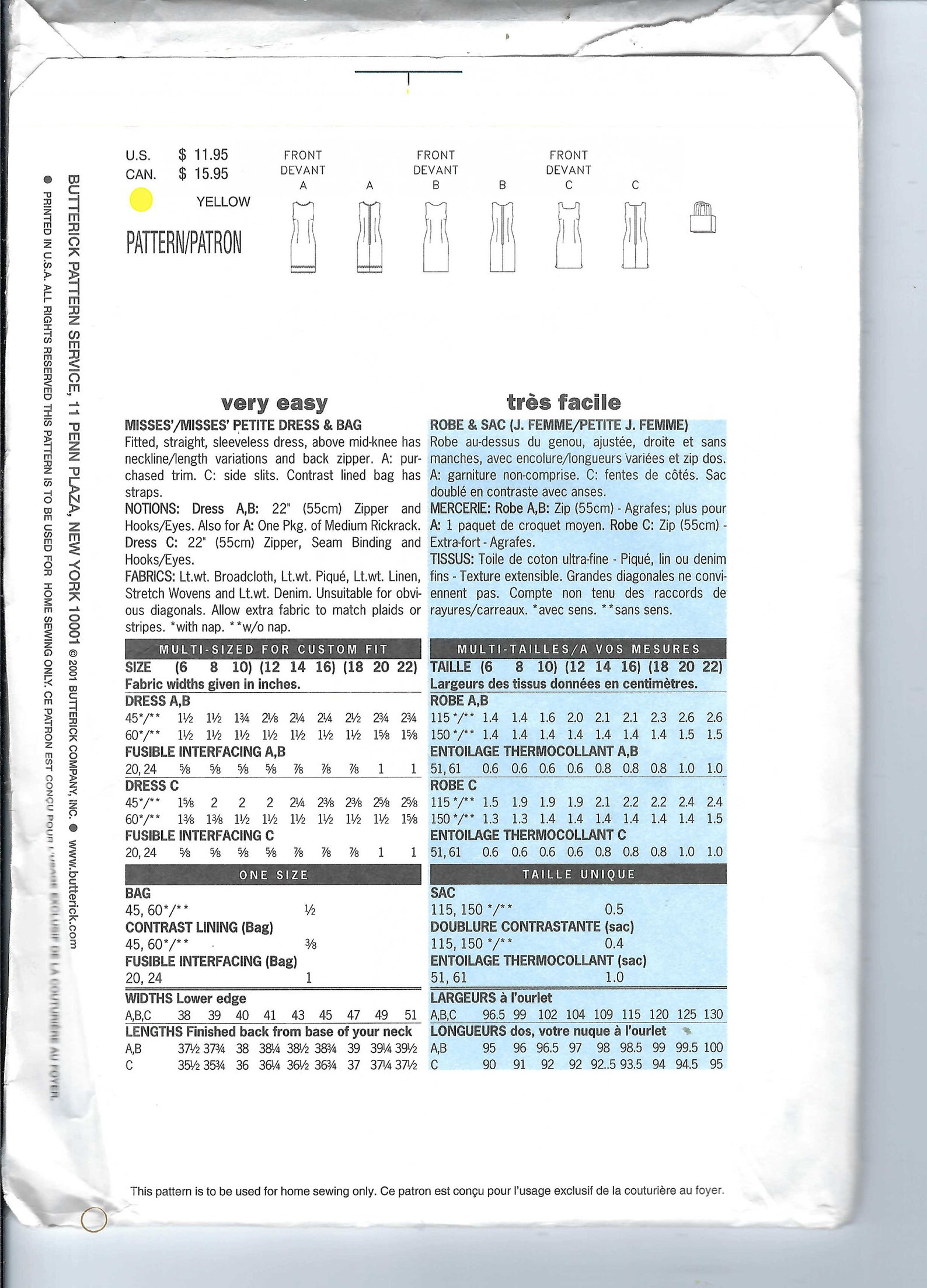 Uncut Butterick Sewing Pattern 3019 Misses Miss Size 6-8-10 - Etsy