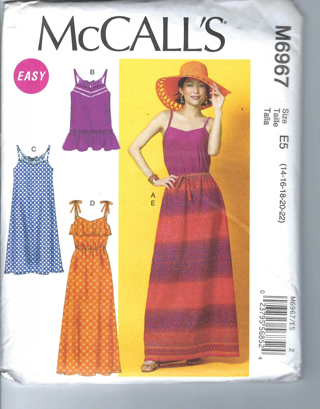 Uncut Mccalls Sewing Pattern 6967 Misses' Top, Tunic, Dresses and Skirt ...