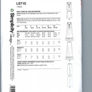 Uncut Simplicity Sewing Pattern 9710 Misses Lounge Top Pants and ...