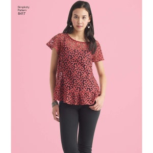 Uncut Women's Pullover Tops Pattern, Peplum Blouse Pattern, Lace ...
