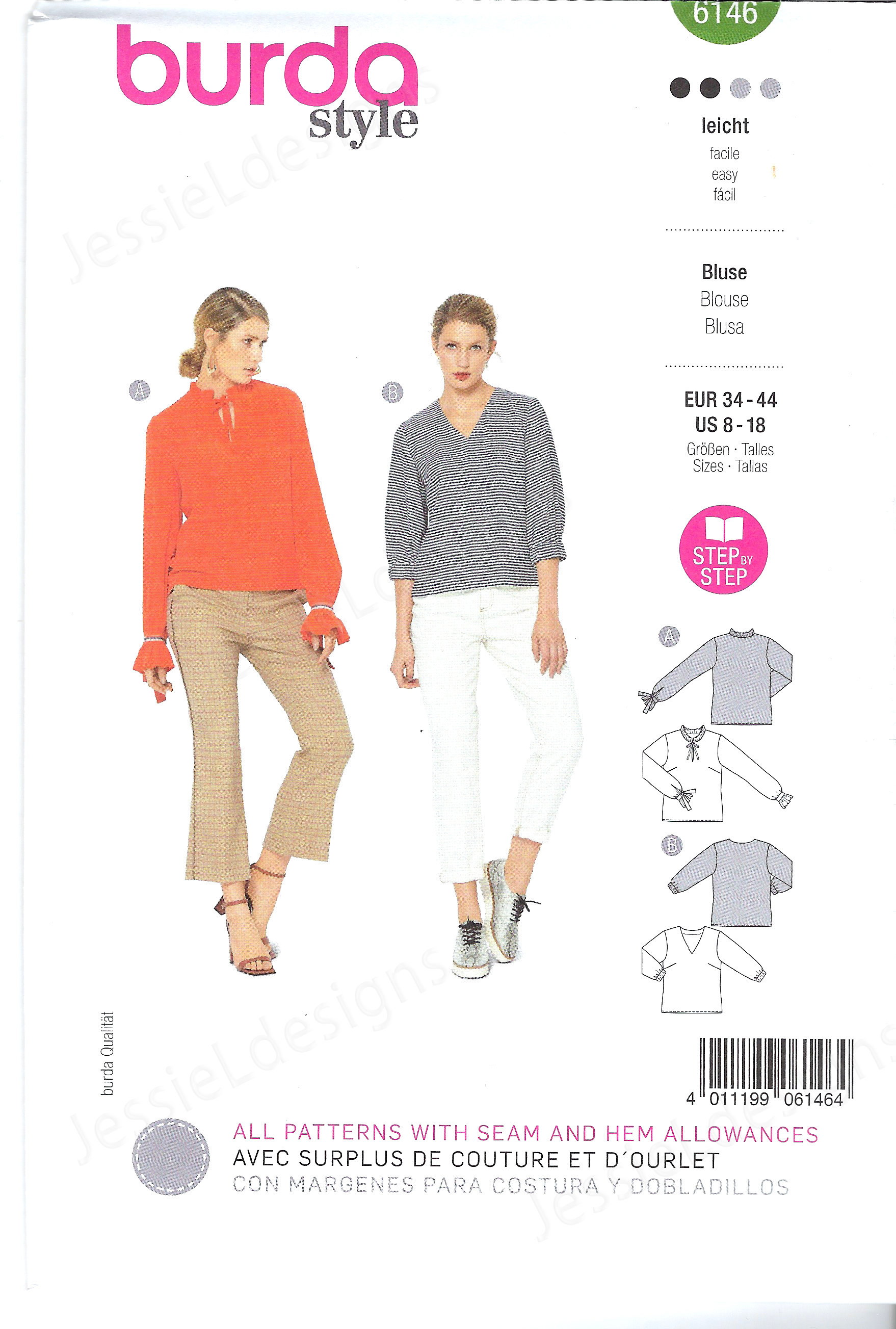 Uncut Burda Pattern Easy Sewing Pattern 6146 Blouse Chic | Etsy