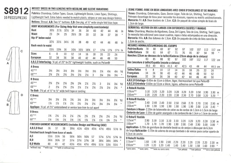 Uncut Simplicity Sewing Pattern 8912 11054 Misses' Dresses Size 6-14 16 ...