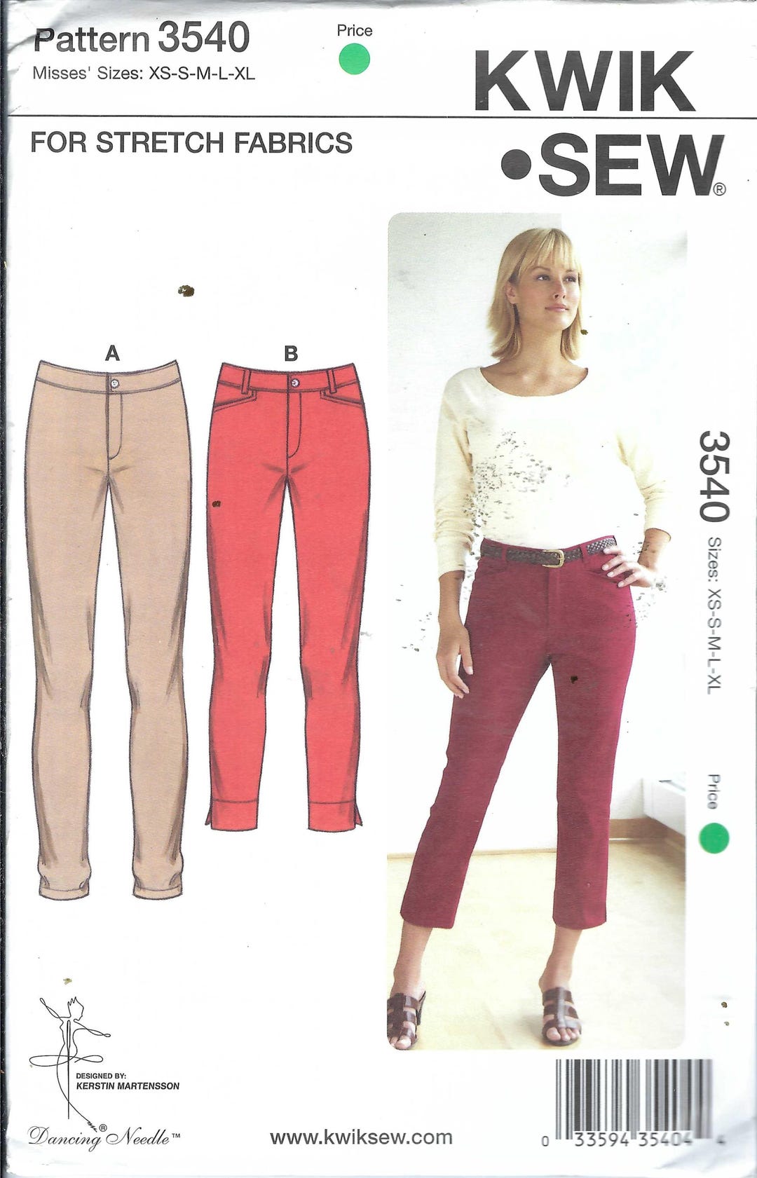 Uncut Kwik Sewing Pattern 3540 Ladies Skinny Jeans Pattern/cigarette ...