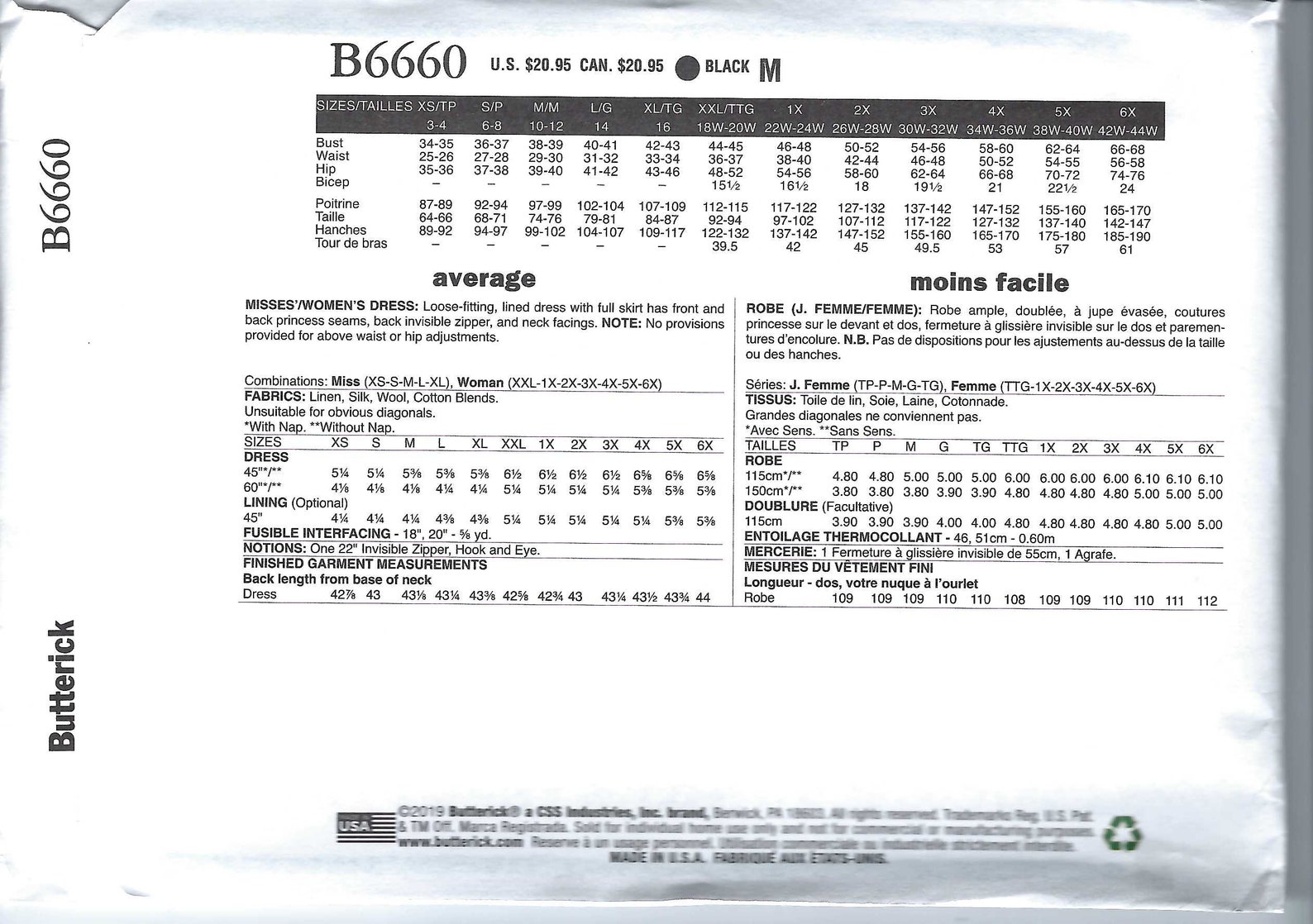 Uncut Butterick Sewing Pattern 6660 Misses' Women's - Etsy