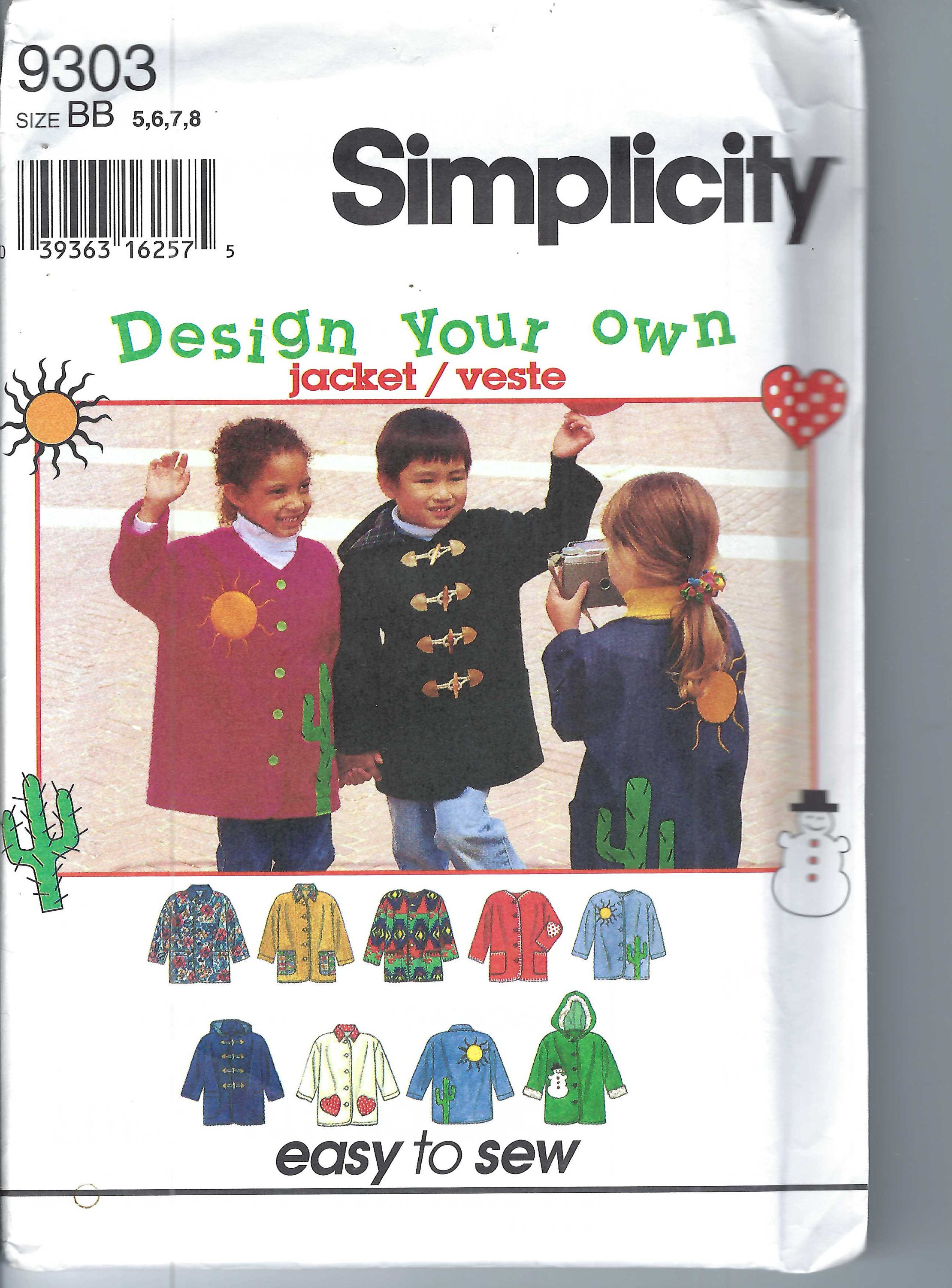 Uncut Vintage Simplicity Sewing Pattern 9303 Design Your Own Jacket ...