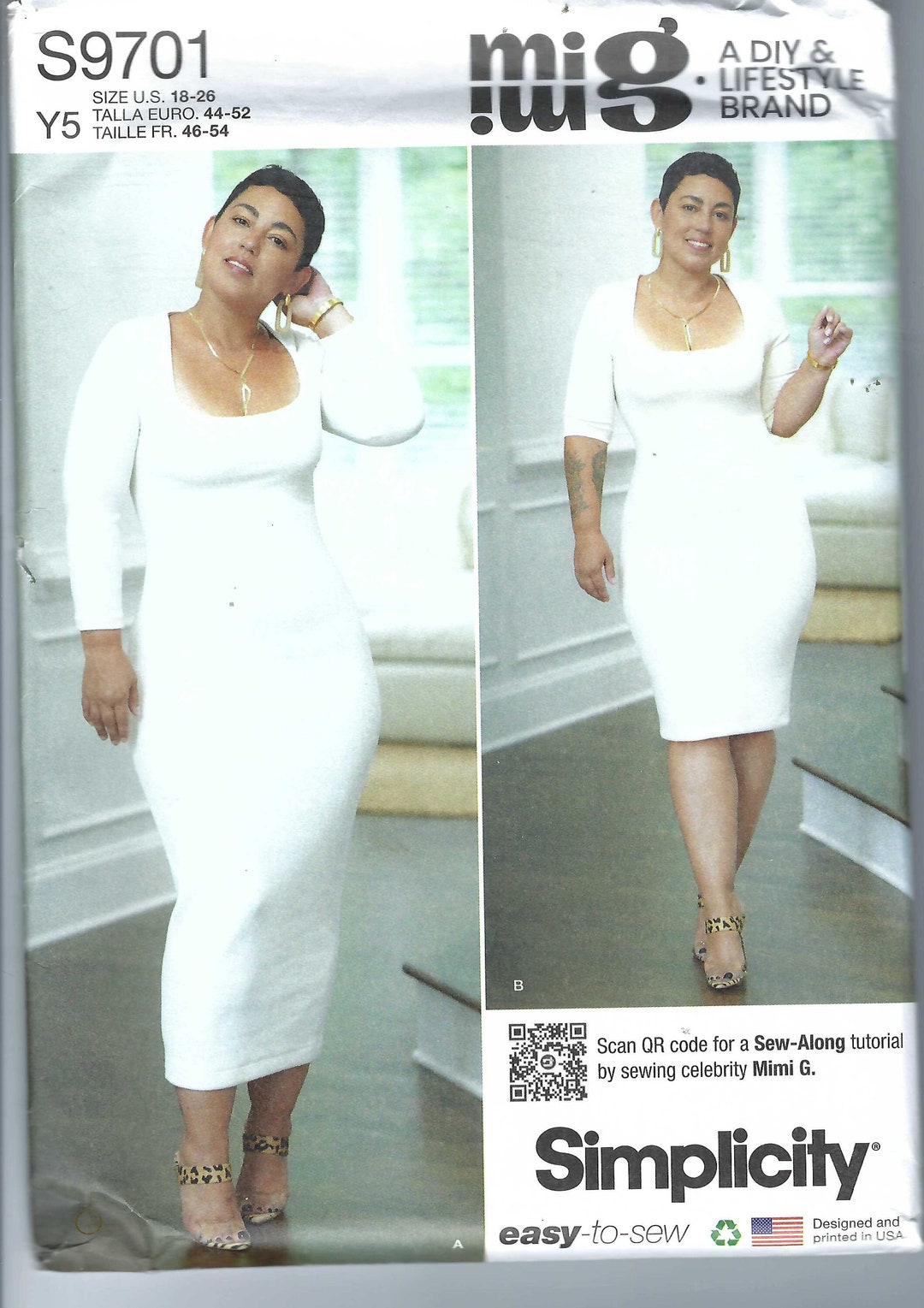 Uncut Simplicity Sewing Pattern 9701 11706 Misses' Knit Dress in Two ...