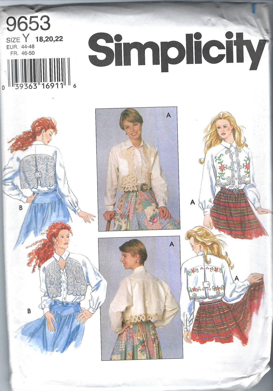 Uncut Vintage Sewing Simplicity Pattern 9653 Shirt Raglan Sleeve Blouse ...