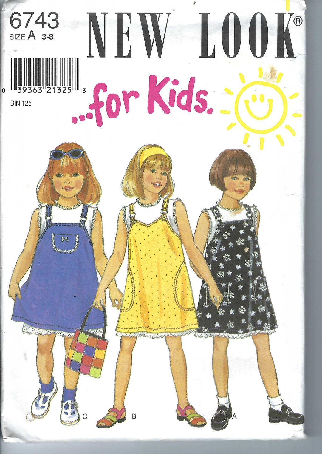 Uncut Vintage New Look Sewing Pattern 6743 Kids Dress, Skirt, Pullover ...