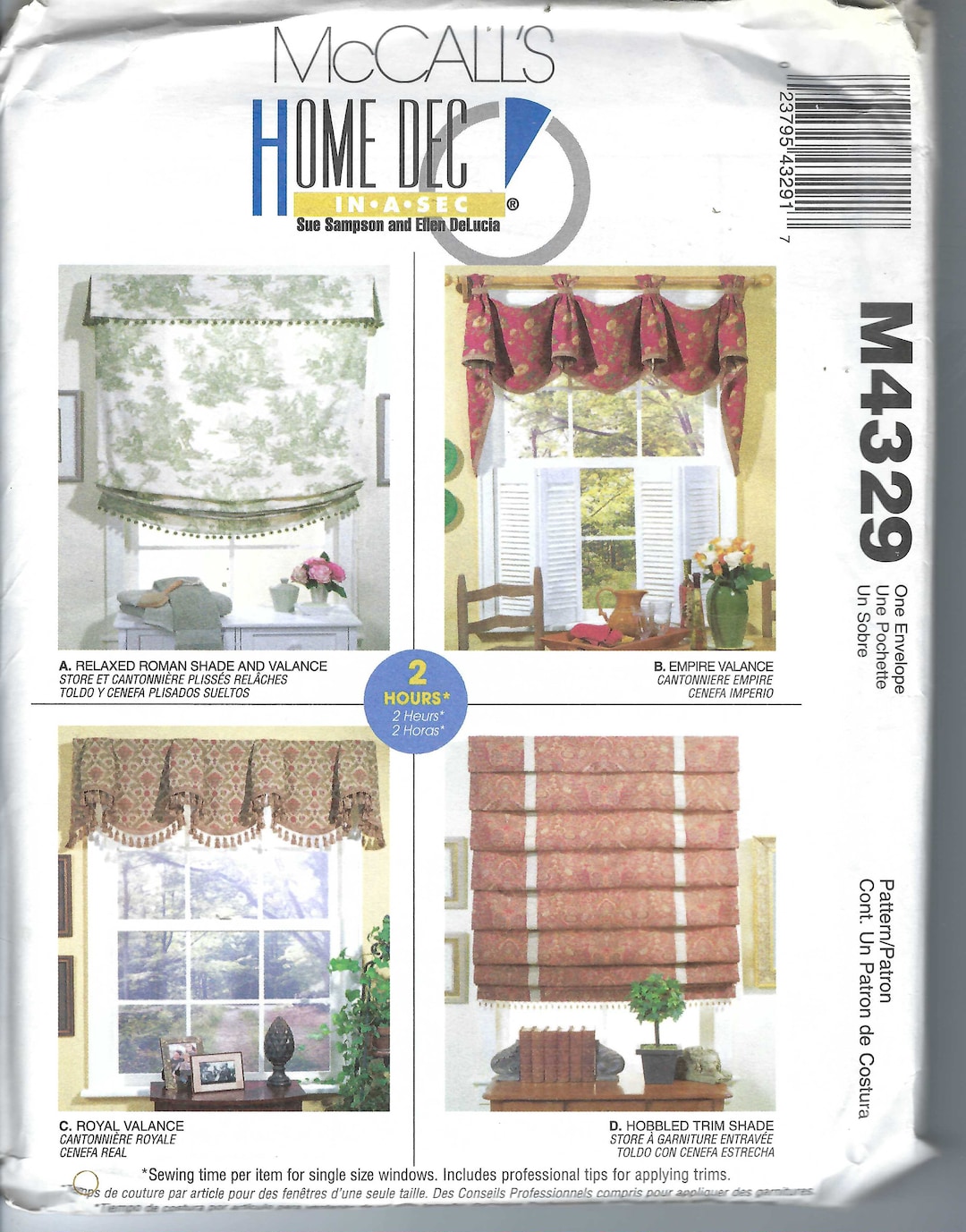 Uncut Mccalls Sew Sewing Pattern 4329 UNCUT Pattern for Window ...
