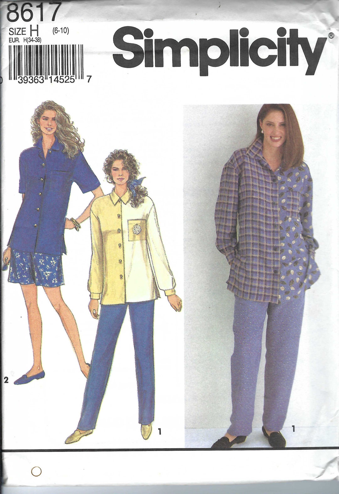 Uncut Vintage Simplicity Sewing Pattern 8617 Pants Shorts Shirt Misses Size 6-10 FF - Etsy