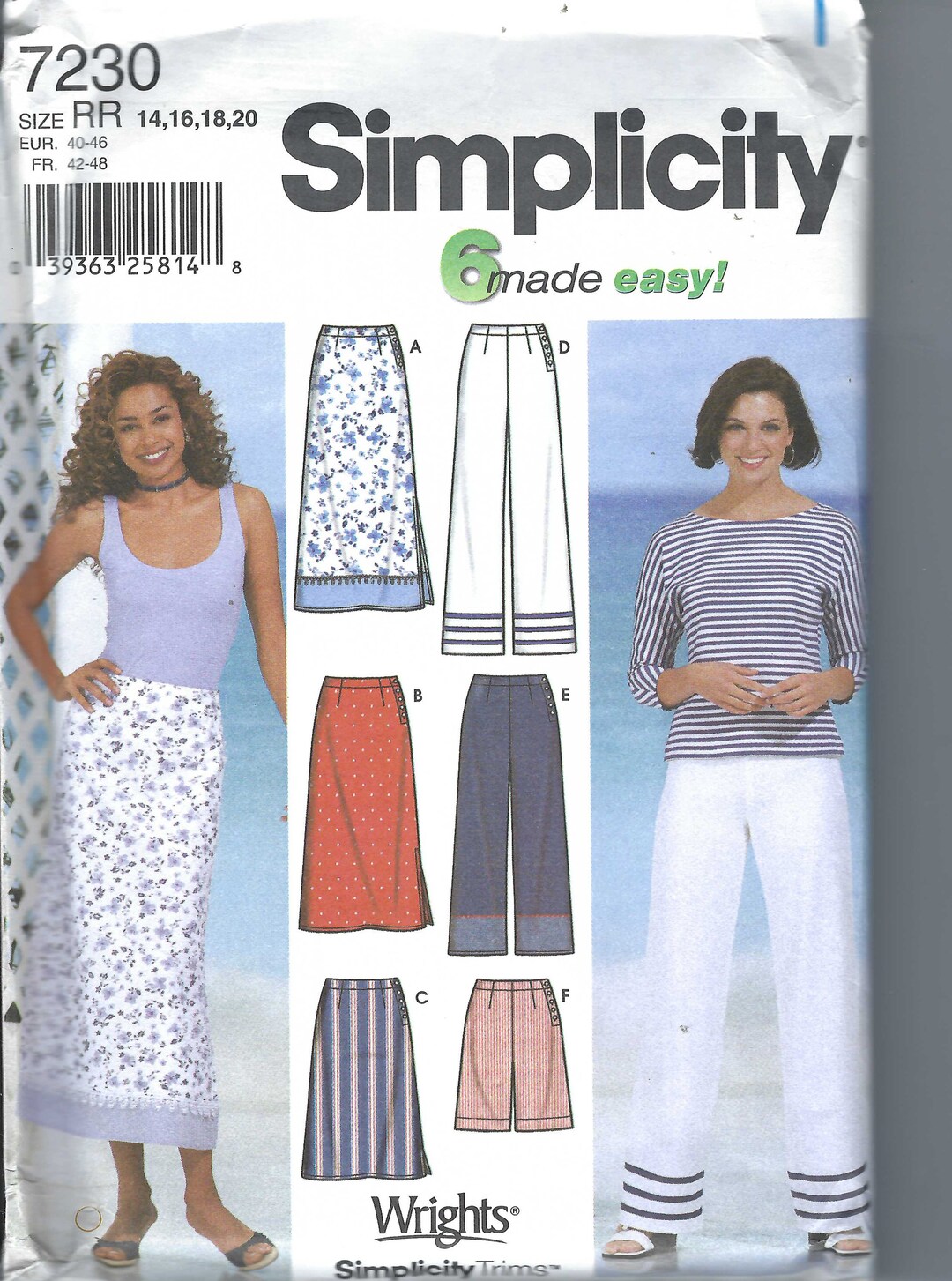 Uncut Simplicity Sewing Pattern 7230 Womens Skirt and Pants - Etsy