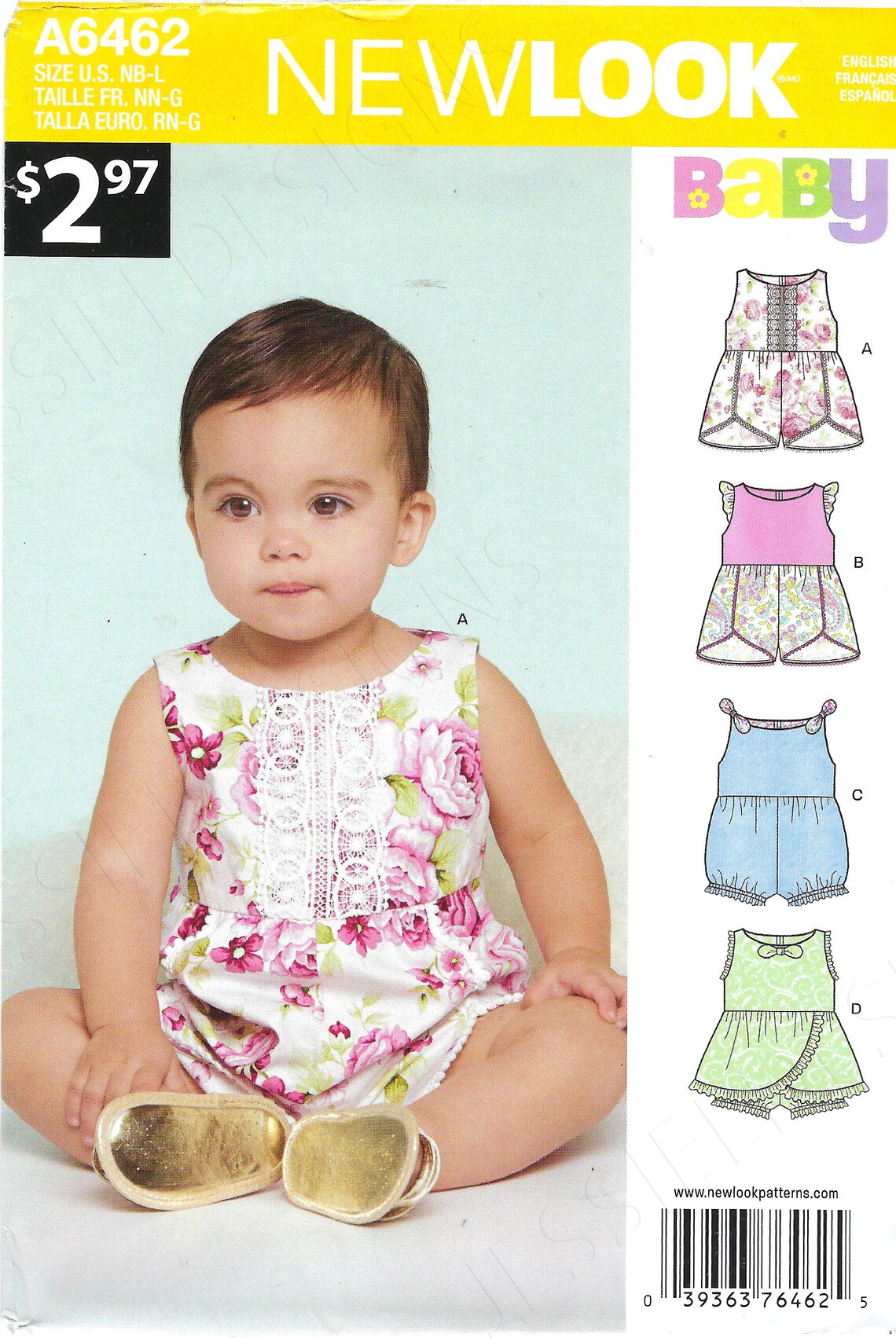 Uncut New Look Sewing Pattern 6462 Babies' Rompers With - Etsy
