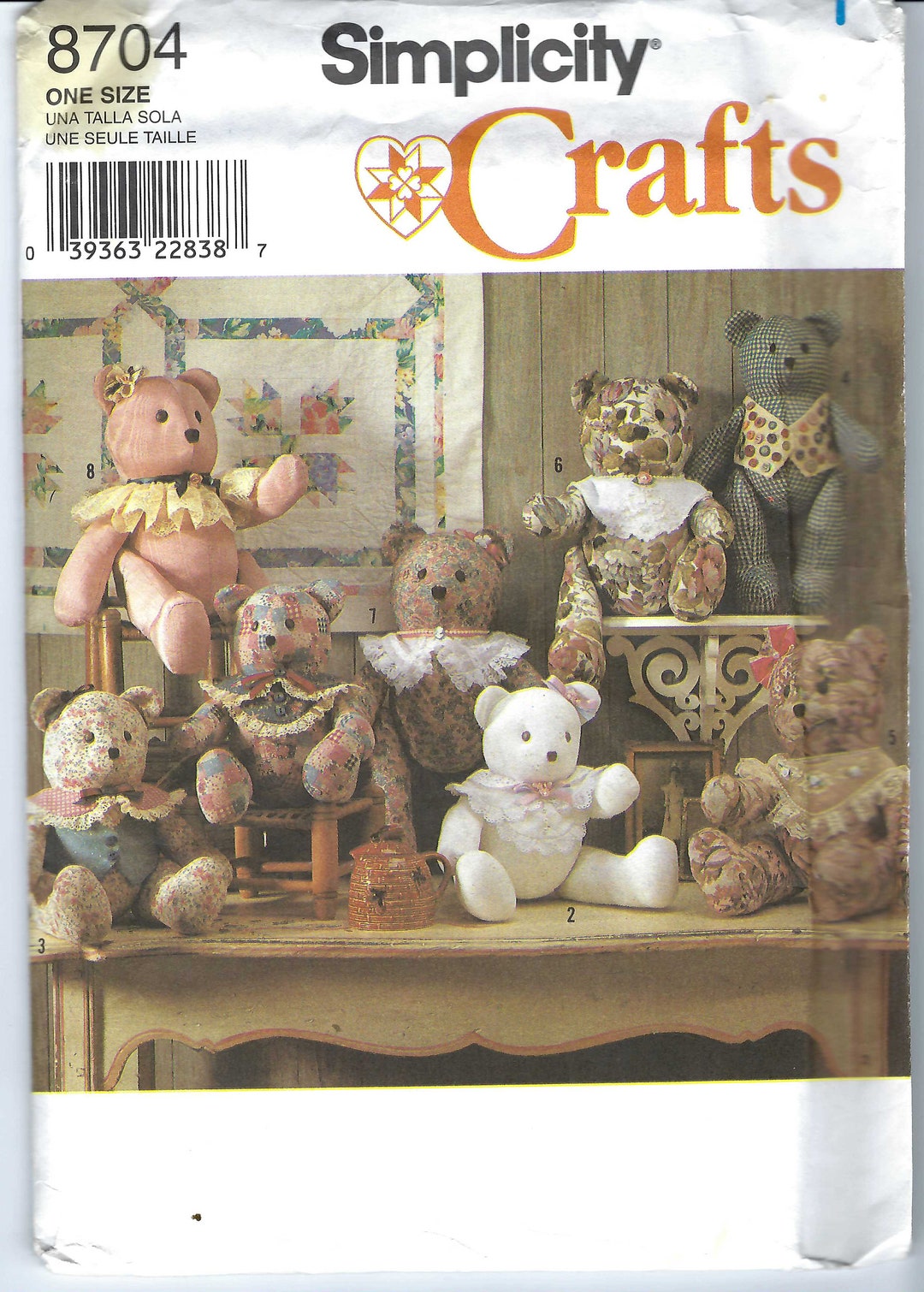 Uncut Simplicity Sewing Pattern 8704 Stuffed Bears With Fun - Etsy