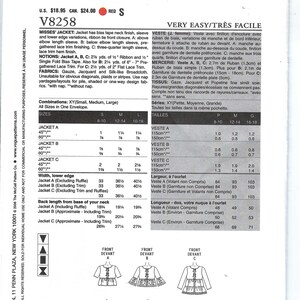 Uncut Vogue Sewing Pattern 8258 Sewing Pattern Jacket With 3 - Etsy