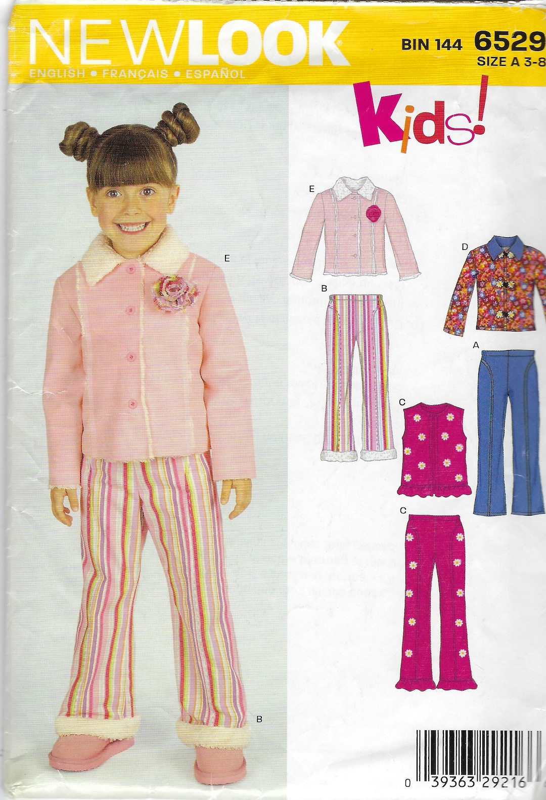 Uncut New Look Sewing Pattern 6529 for Girls Pants, Tops and Jacket ...