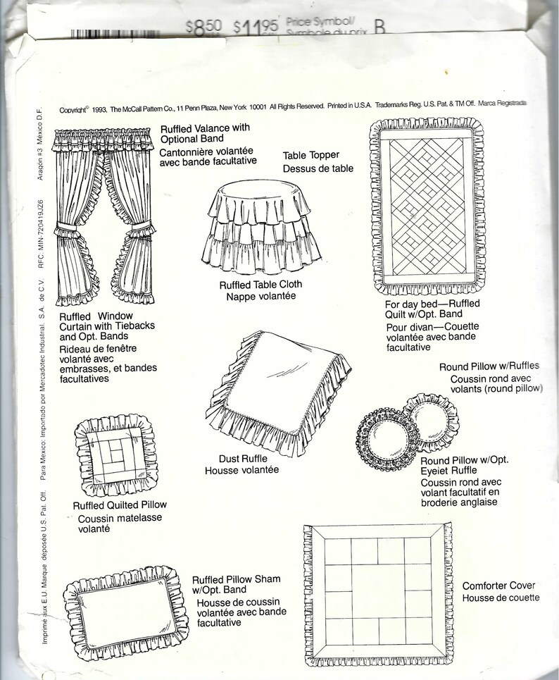Uncut Mccalls Sew Sewing Pattern Bedroom Essentials 807 6364, Home ...