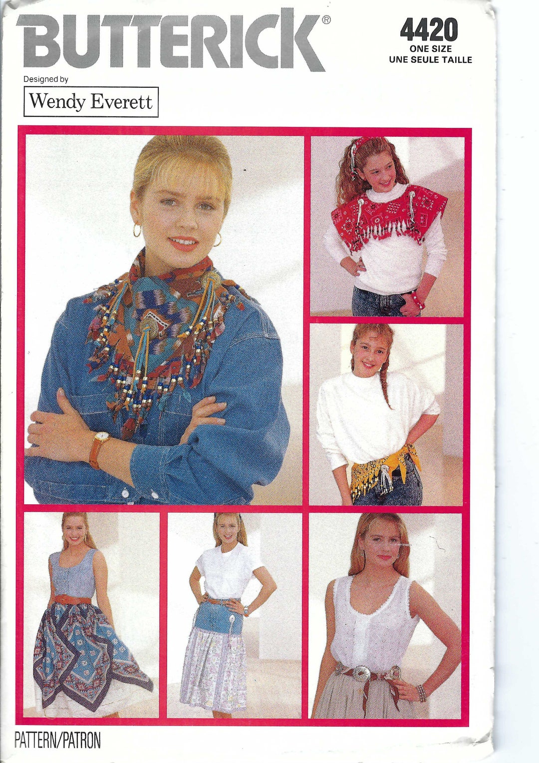 Uncut Vintage Butterick Sewing Pattern 4420 Bandana Western Scarf ...