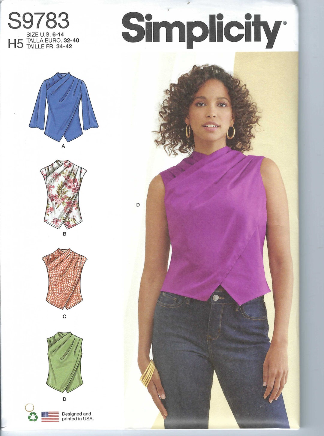UNCUT Simplicity Sewing Pattern Misses Tops Simplicity 9783 Size 6-14 ...