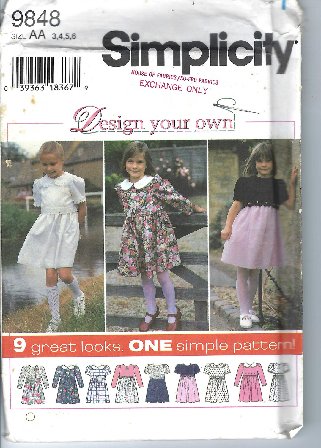 Uncut Vintage Simplicity Sewing Pattern 9848 Dress 9 Looks Size 3-4-5-6 ...