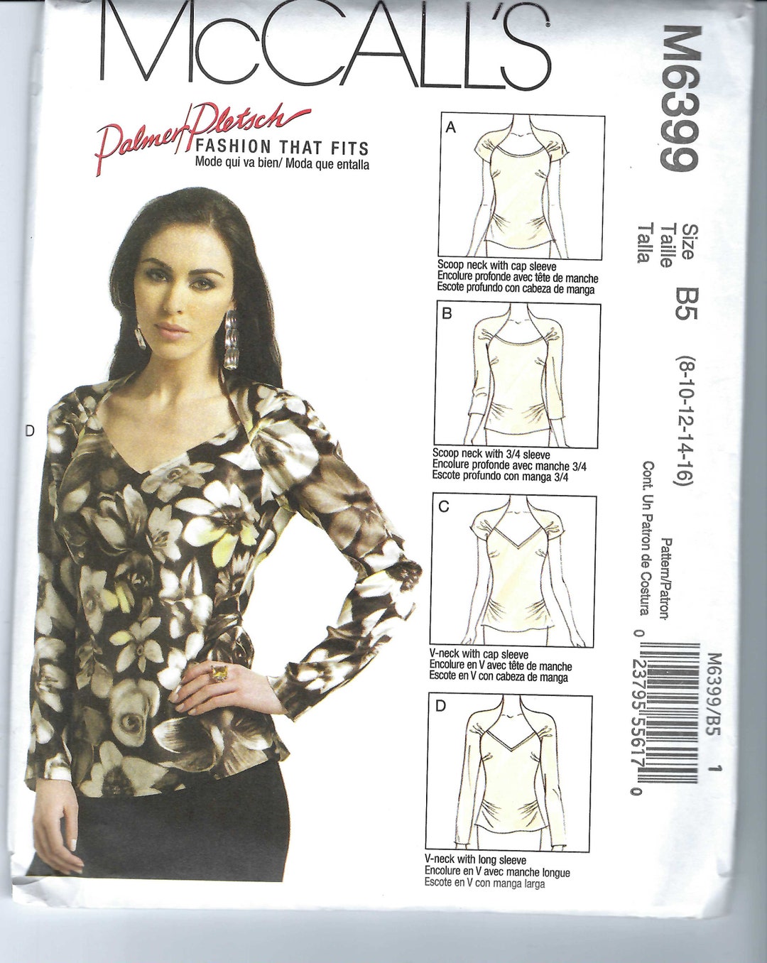 Uncut Mccalls Sewing Pattern 6399, Misses Top Sewing Pattern, 8, 10, 12 ...