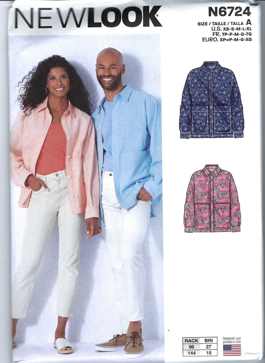 Uncut New Look Sewing Pattern 6724 Collared Button Up, Unisex/men/women ...