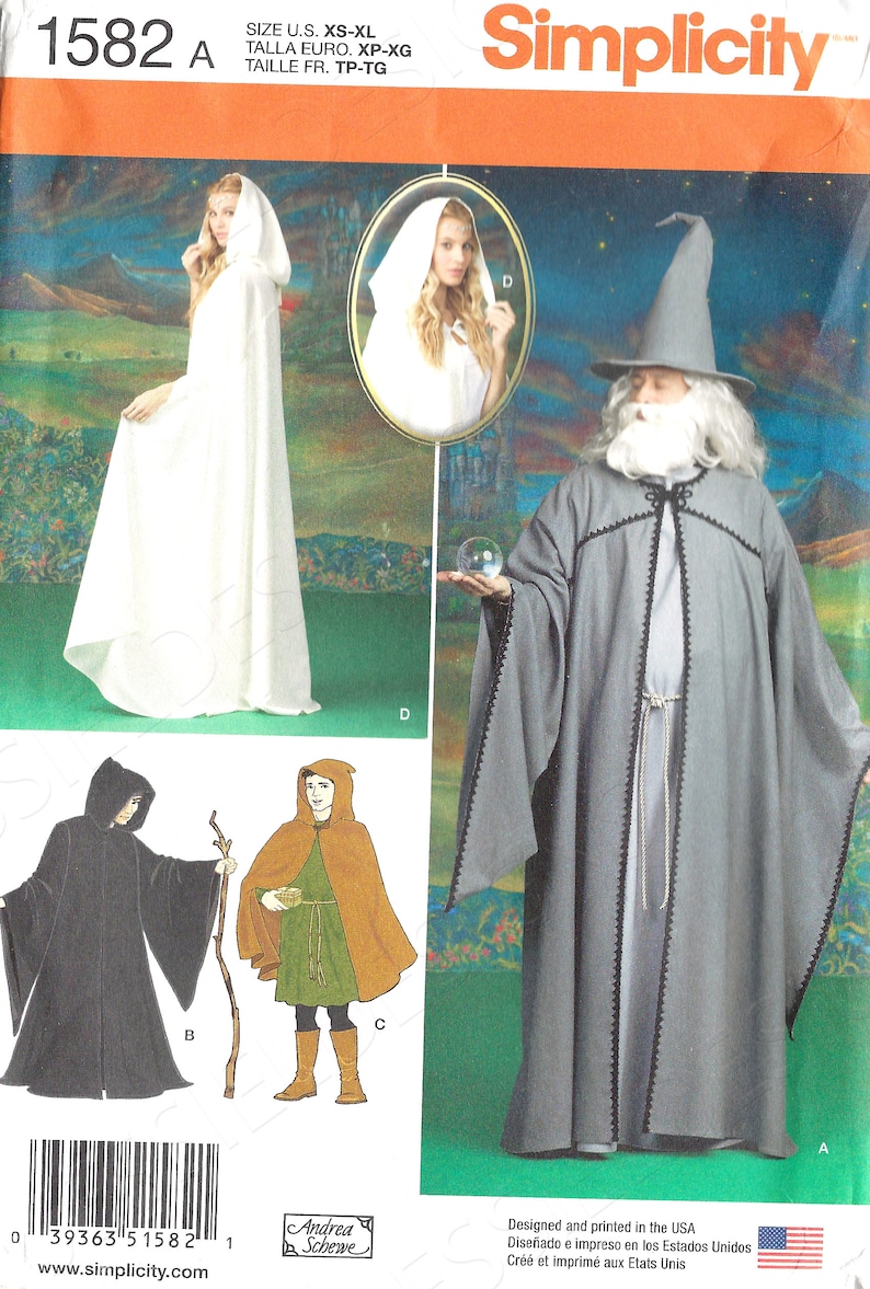 Uncut Simplicity Sewing Pattern 11579 10726 H0132 1582 Witch and Cape ...
