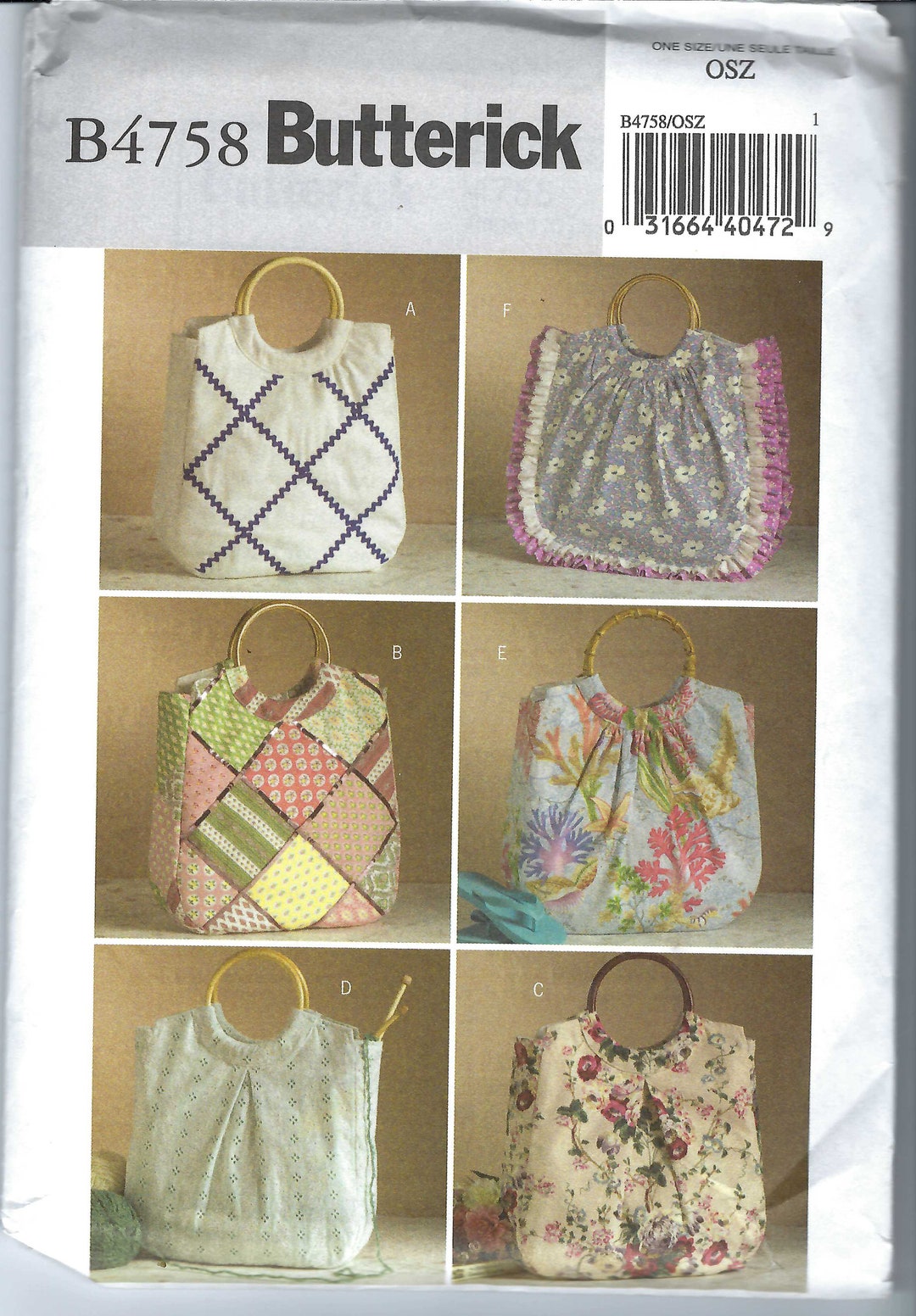 Uncut Butterick Sewing Pattern 4758 Women's Fashion Accessories Hand ...