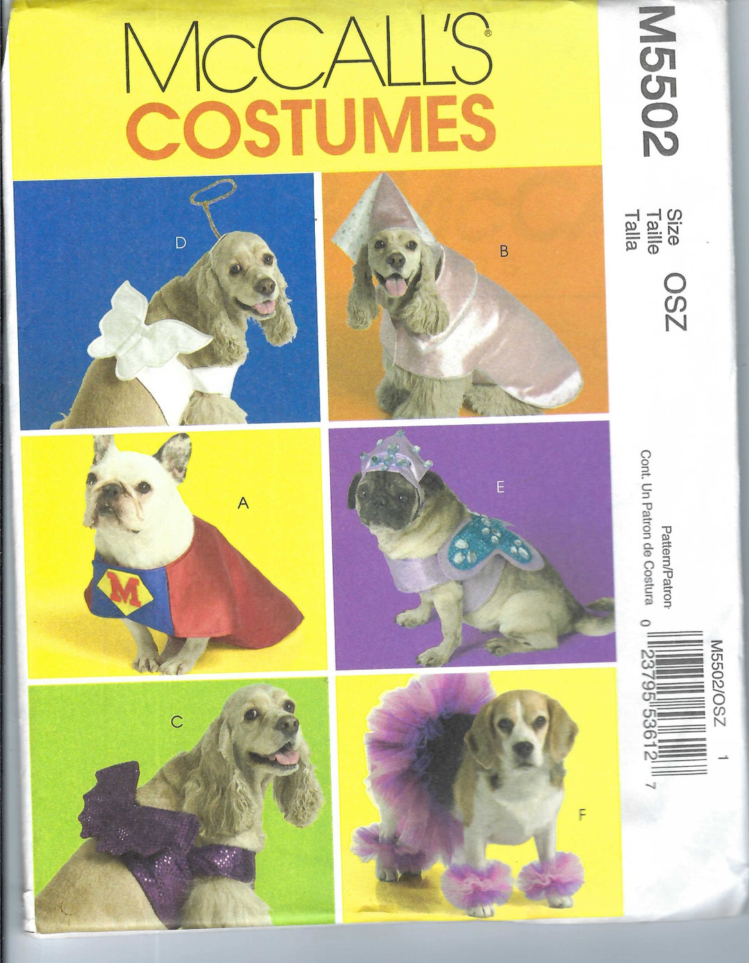 Uncut Mccall's Sewing Pattern 5502 "pet Costumes" Size Xsm-lrg FF - Etsy