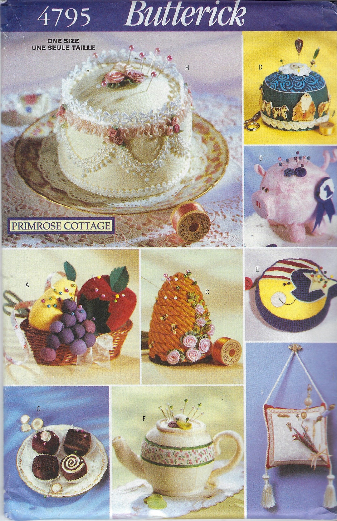 Uncut Vintage Butterick Sewing Pattern 4795, Pin Cushions, Primrose ...