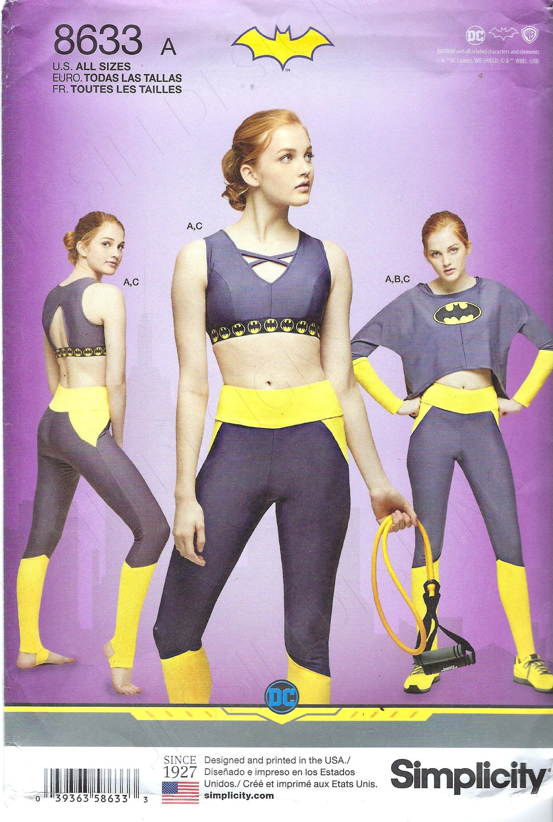 Uncut Simplicity Sewing Pattern 950 8633. Misses Exercise Wear Batgirl ...