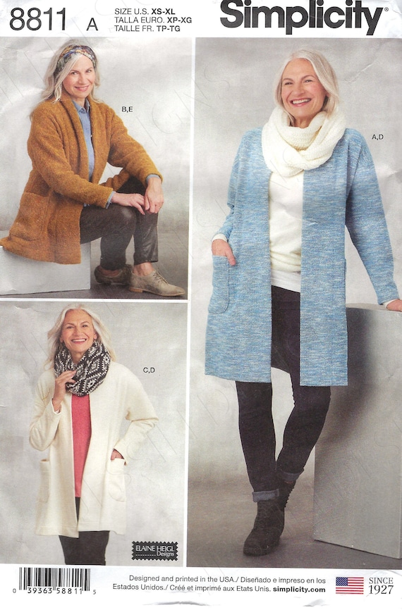 Uncut Simplicity Sewing Pattern 10718 8811 Misses Knit Sweater - Etsy