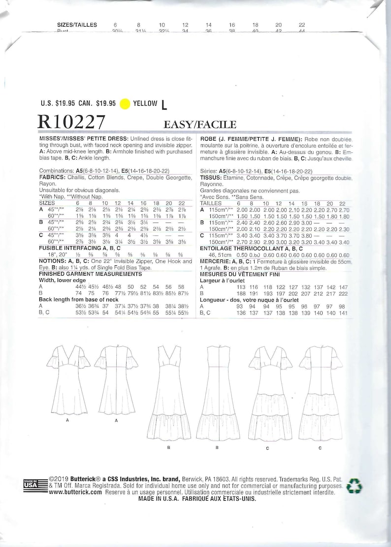 Uncut Butterick Sewing Pattern 10778 10227 6678 - Etsy