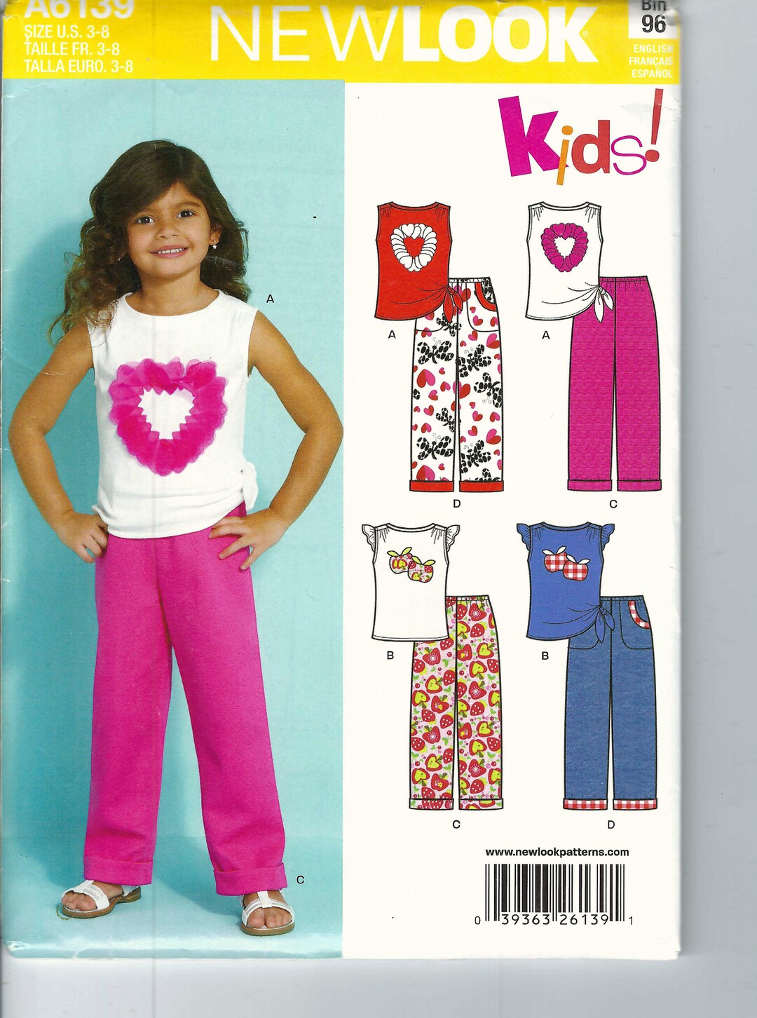 Uncut New Look Sewing Pattern 6139 Kids Play Clothes Embellished Side ...