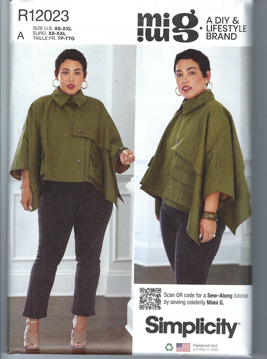 Uncut Simplicity Pattern Sewing 12023 Women's Jacket, Cape Jacket ...