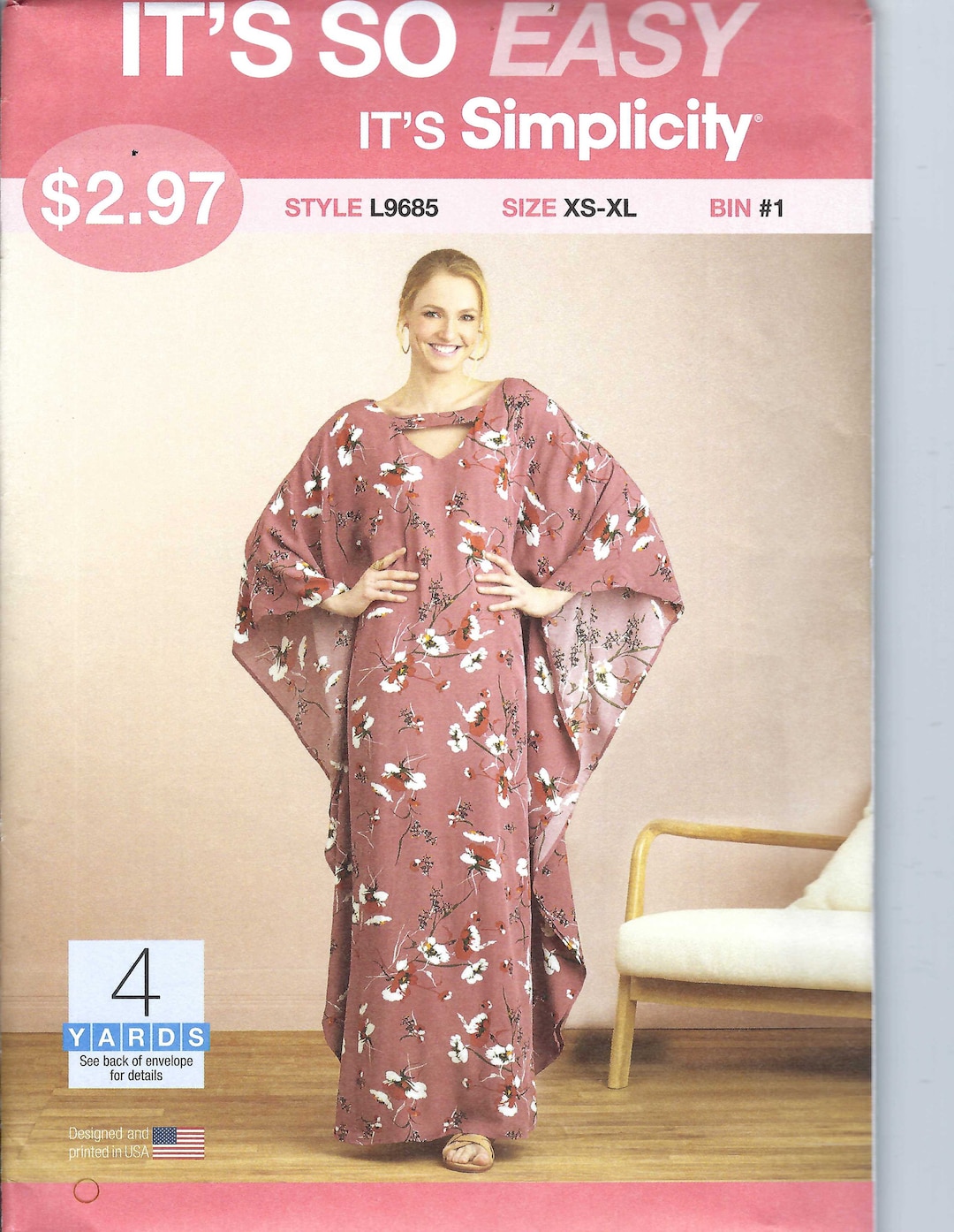Uncut Simplicity Sewing Pattern 9685 Misses Caftan Size Xs-xl FF - Etsy