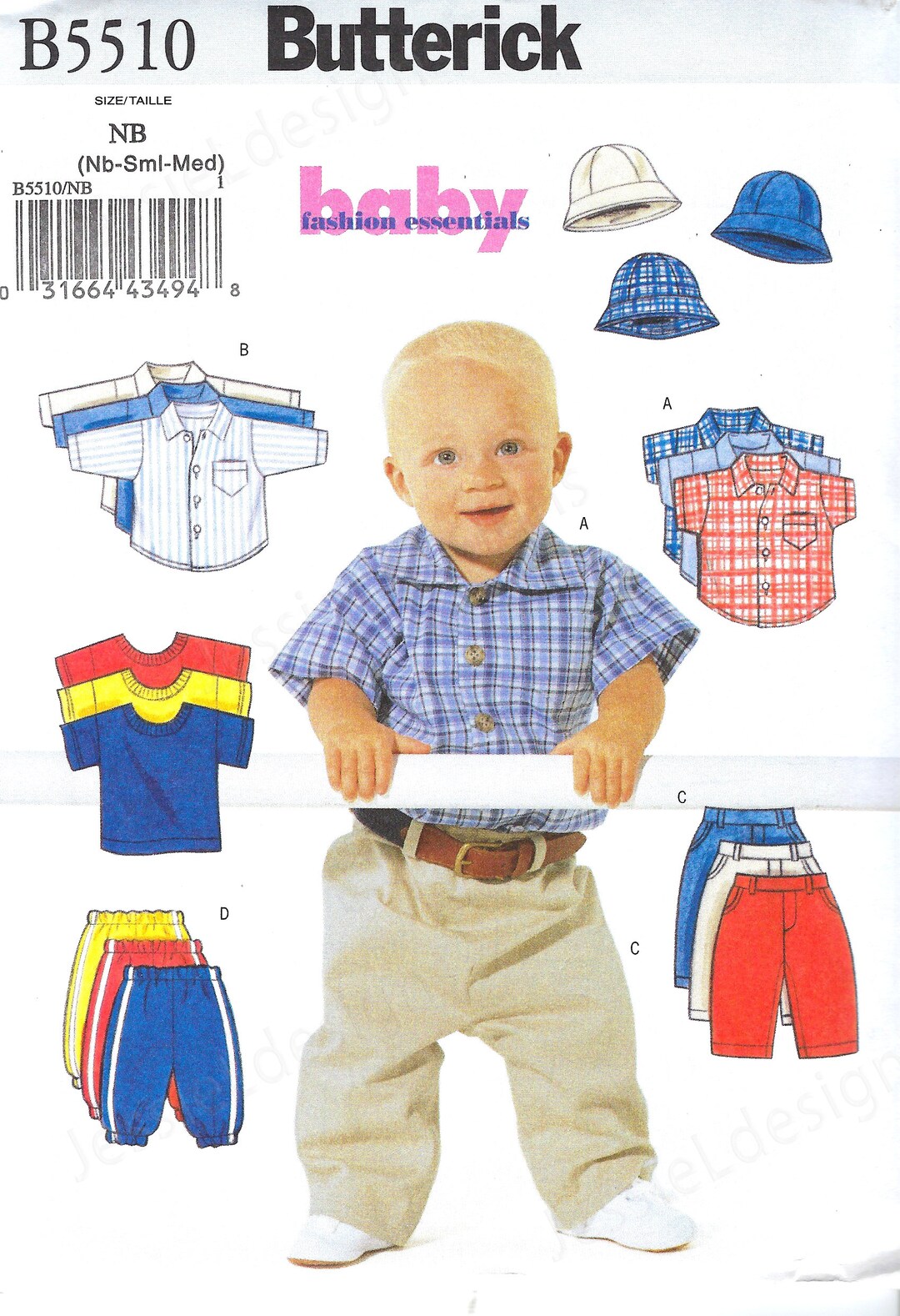 Uncut Butterick Sewing Pattern 5510 Infant and Baby Boy's Shirt, T ...