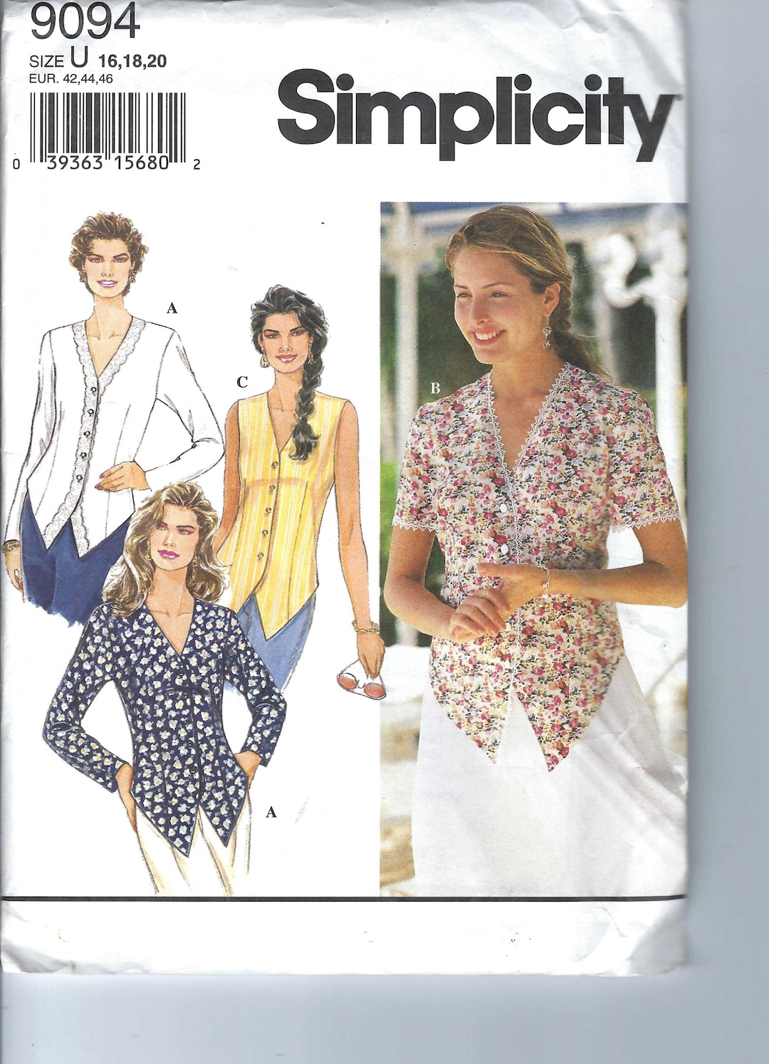 UNCUT Vintage Simplicity Sewing Pattern 9094 Blouse,top Sewing Pattern ...