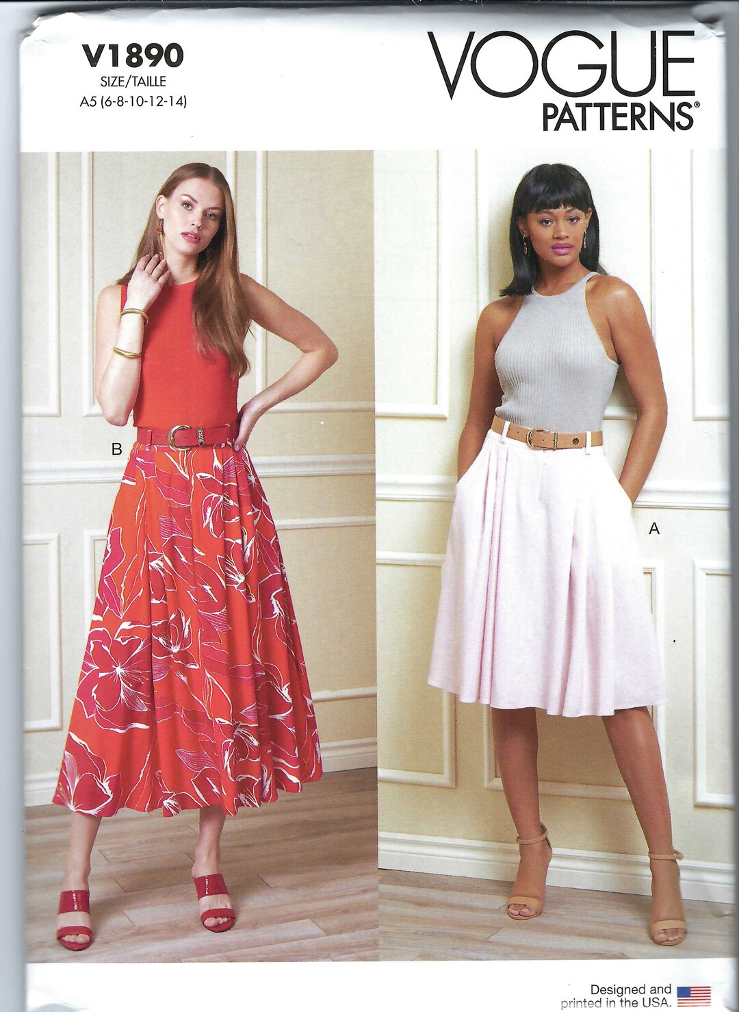 Uncut Vogue Sewing Pattern Womens Skirts, Flared Skirt, High Waisted ...