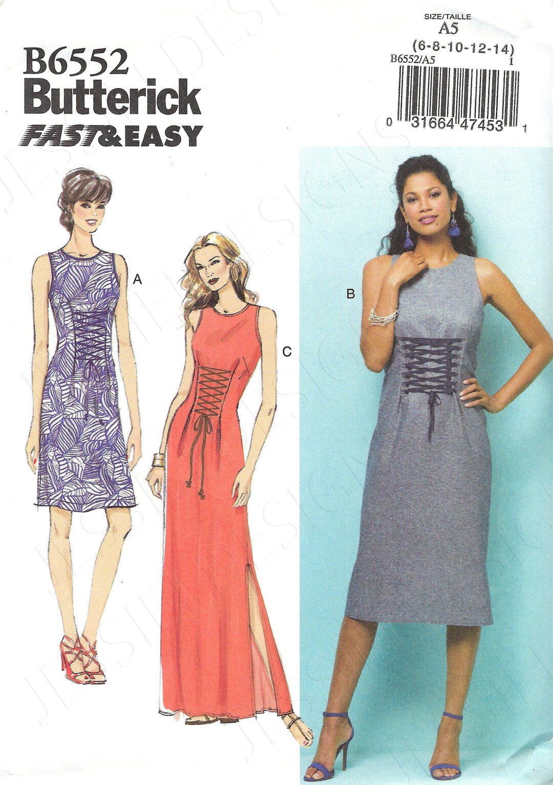 Uncut Butterick Sewing Pattern 6552, Women's Dress, Fast & Easy, New ...