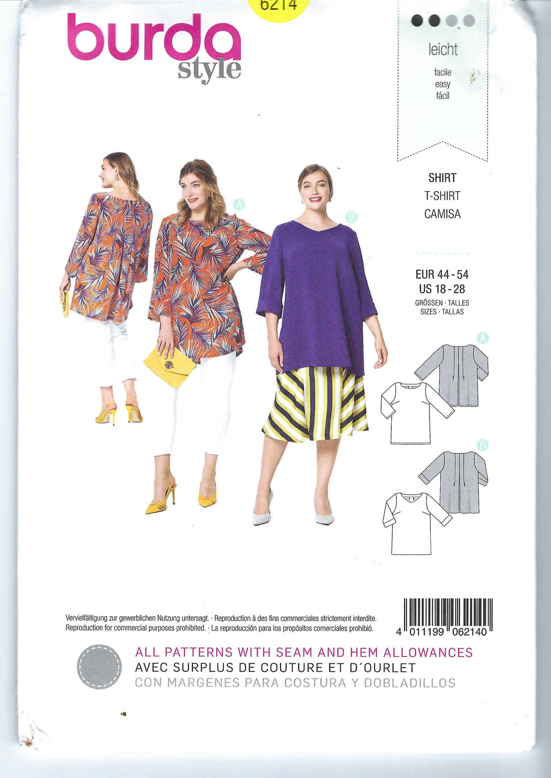 Uncut Burda Style Sewing Pattern Shirt - Casual Shape - Wrinkles in the ...