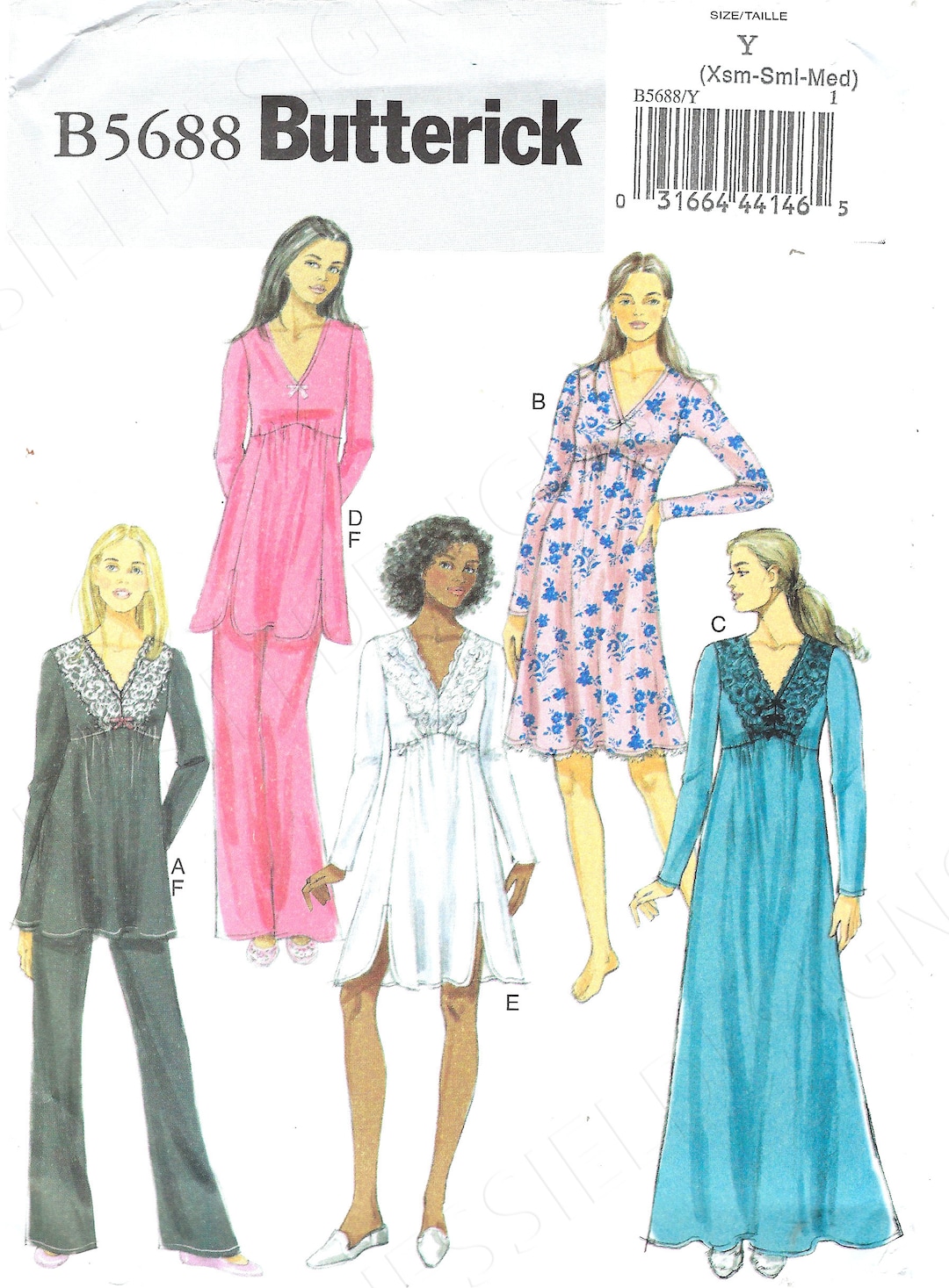 Uncut Butterick Sewing Pattern 5688 Misses Top, Gown & Pants Sewing ...