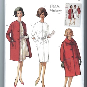Uncut Simplicity Sewing Pattern 11270 9447 Misses Dress Coat and Scarf ...