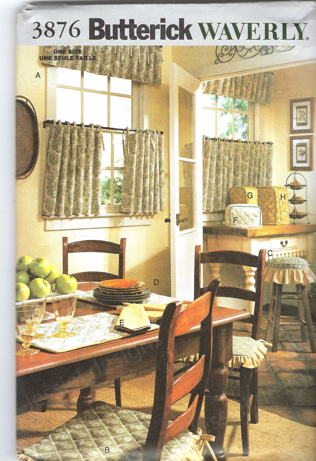 Uncut Butterick Sewing Pattern 3876 Waverly Kitchen Accessories One ...