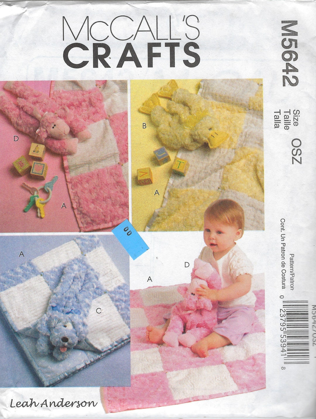 UNCUT Mccalls Sewing Pattern Baby Gifts 5642 Baby Blanket, Duck Toy ...