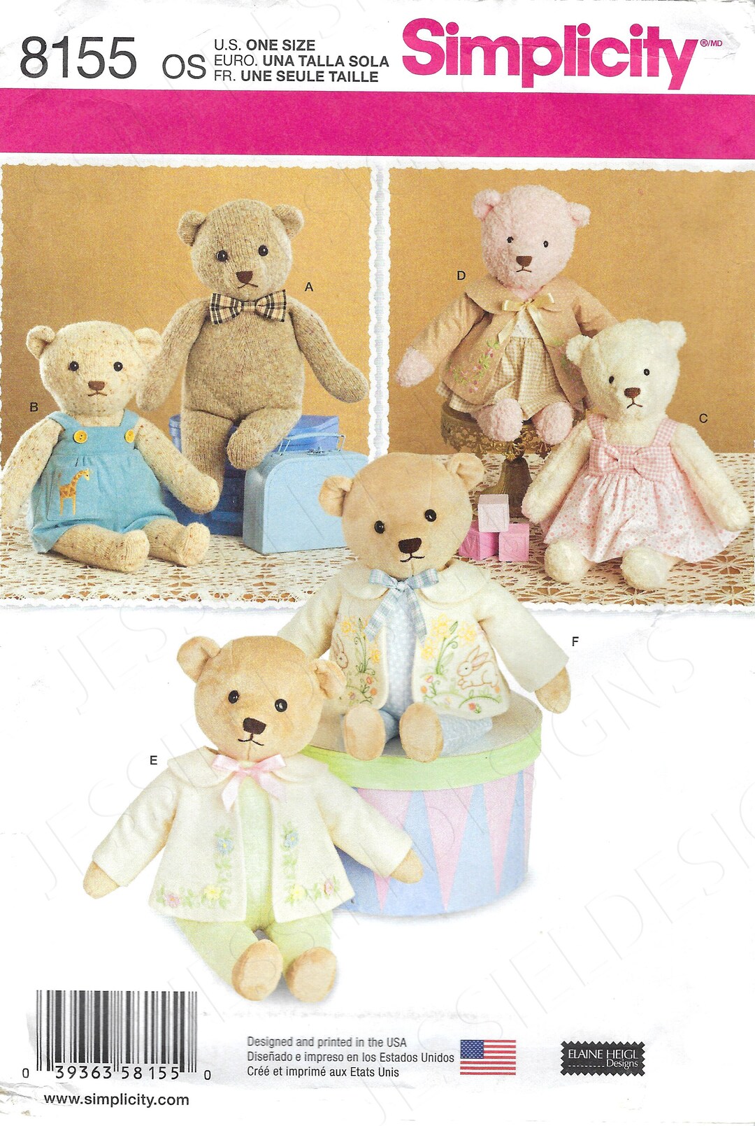 Uncut Simplicity Sewing Pattern 8155 Elaine Heigl Designs 21 1/2 in ...